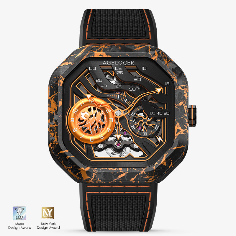 AGELOCER Original Volcano Series Automatic Mechanical Watch Carbon Fib